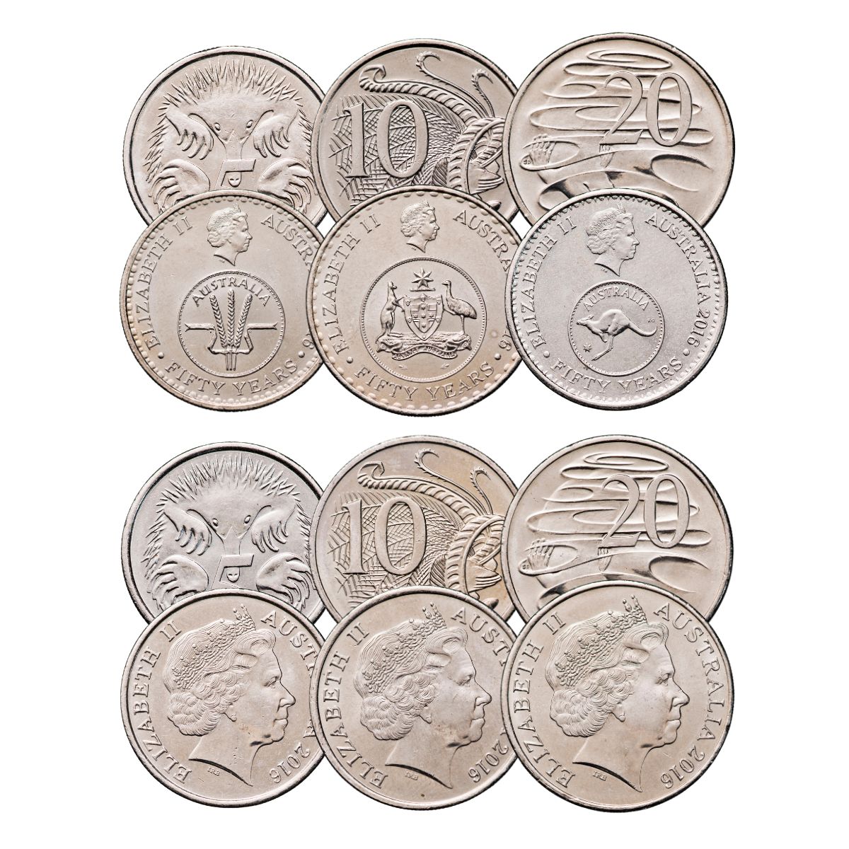 Australia 2016 5c, 10c & 20c Standard & Decimal Currency 50th Annivers ...