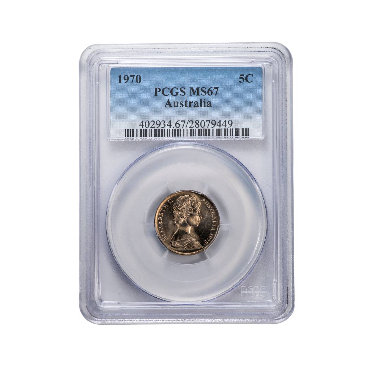 Australia 1970 5c Cupro-Nickel Coin PCGS MS67 (Gem Uncirculated) – Downies Collectables