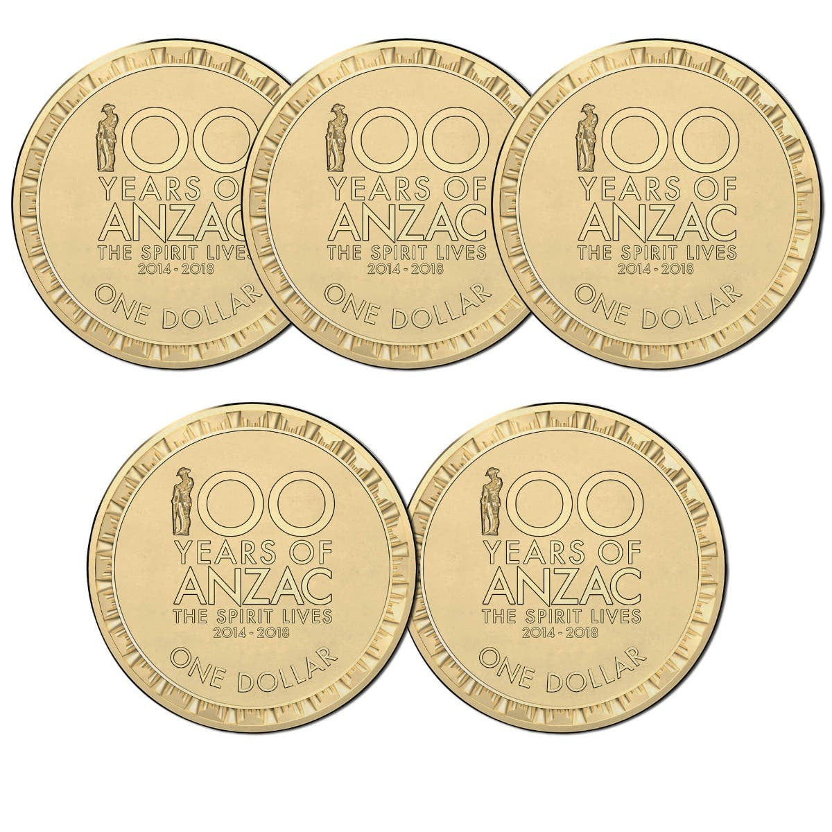 Australia WWI Centenary Spirit Lives 2014-18 $1 Aluminum-Bronze Uncirc ...