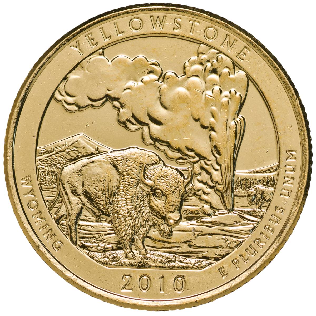 America the Beautiful 2010 Quarter Yellowstone Gold-plated Coin ...