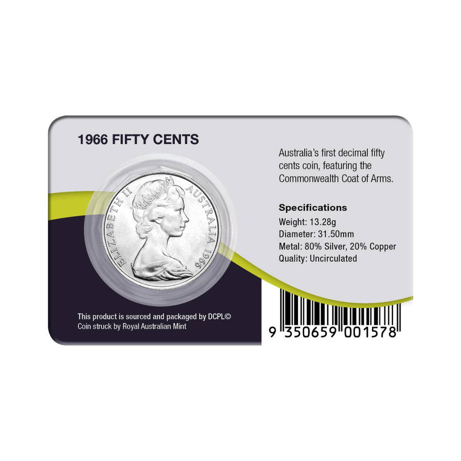 Australia 1966 Silver Round 50c Uncirculated Coin Pack – Downies ...