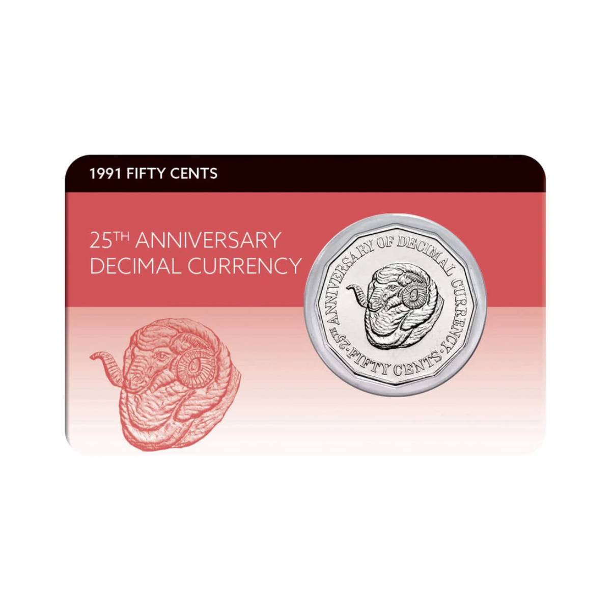 Decimal Currency 25th Anniversary 1991 50c Ram's Head Cu-Ni Coin Pack ...
