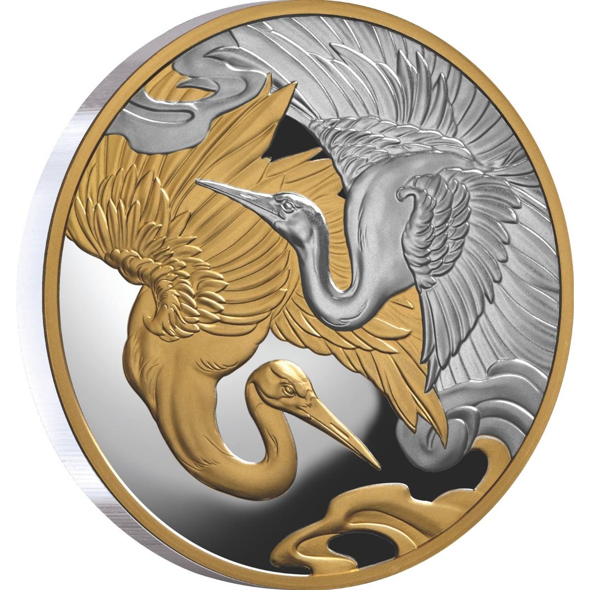 Cranes 2025 $1 Gold-plated 1oz Silver Proof Coin – Downies Collectables