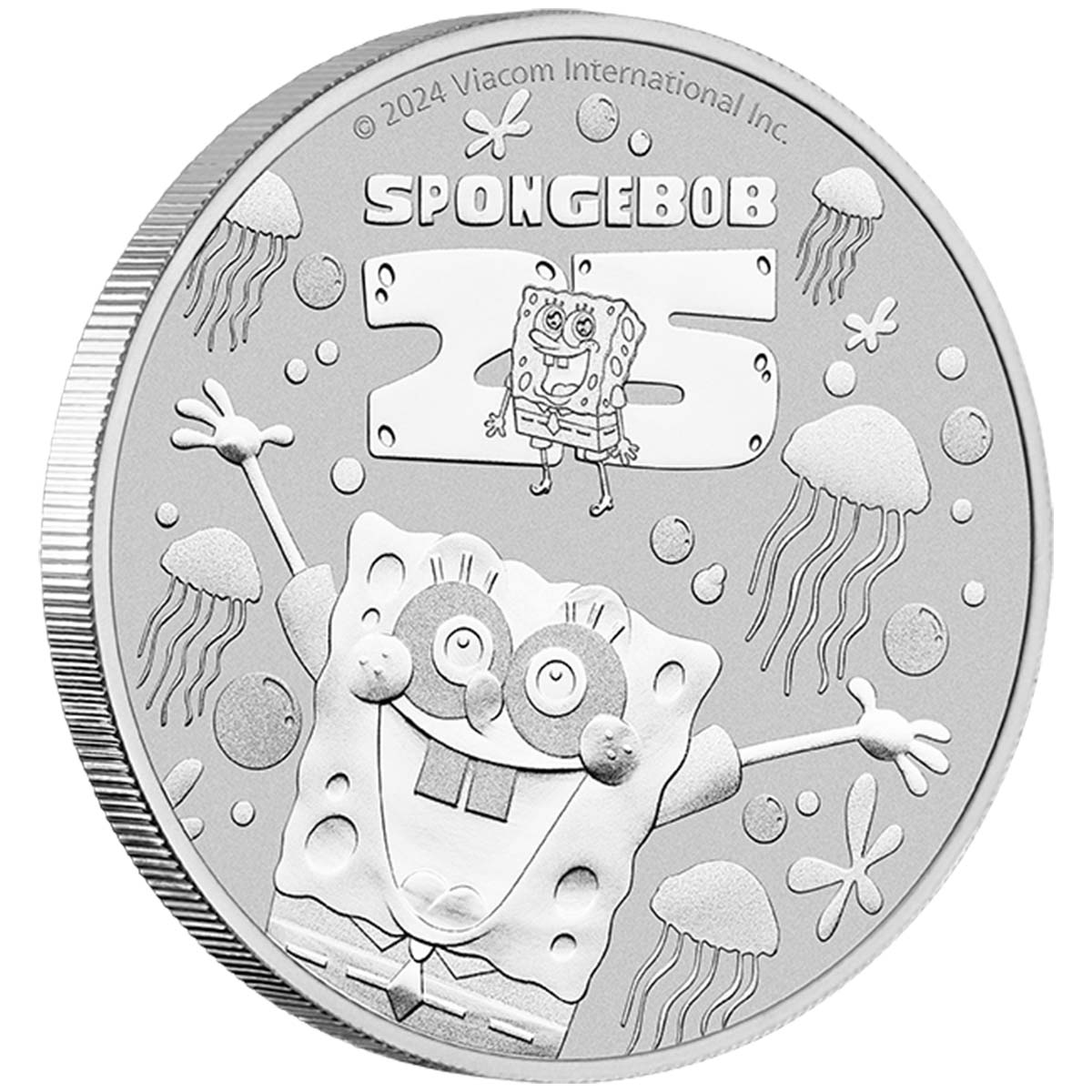 Spongebob Squarepants 25th Anniversary 2024 $1 1oz Silver Coin in Card ...