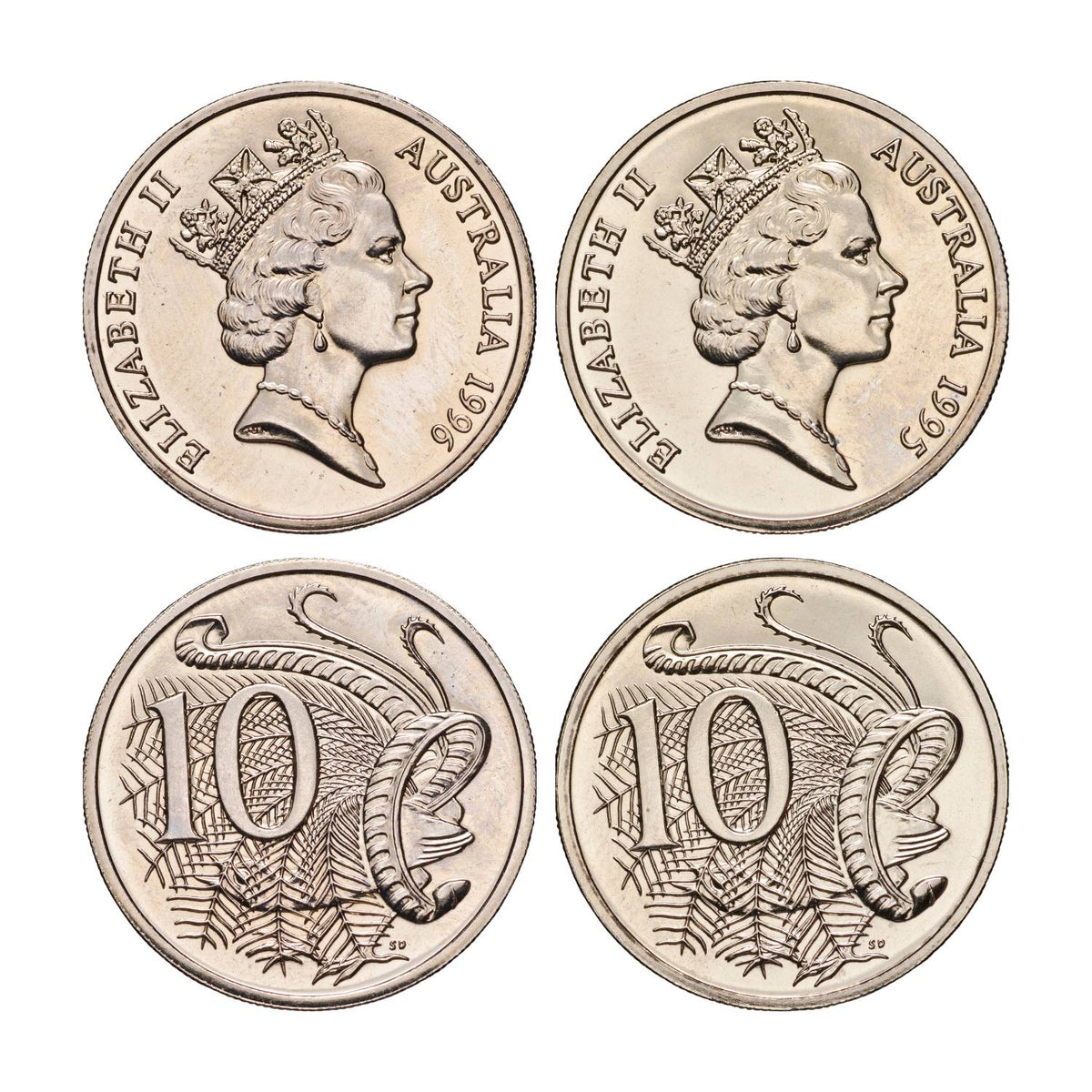 Australia 1995 & 1996 10c Brilliant Uncirculated Coin Pair – Downies ...