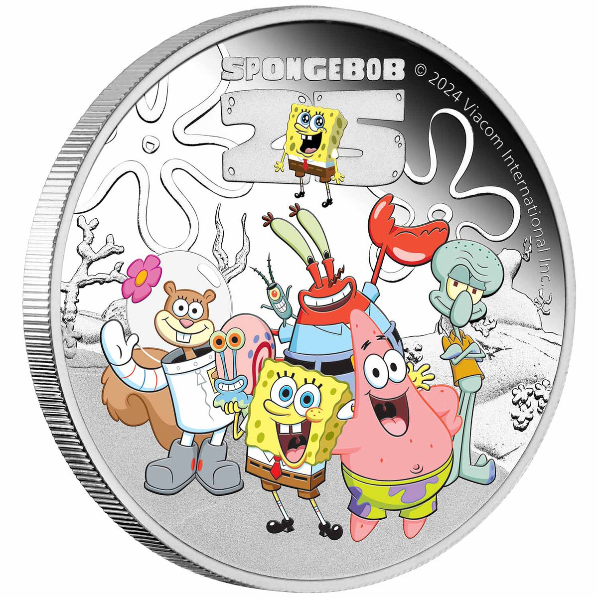 SpongeBob Squarepants 25th Anniversary 2024 $1 Colour 1oz Silver Proof ...