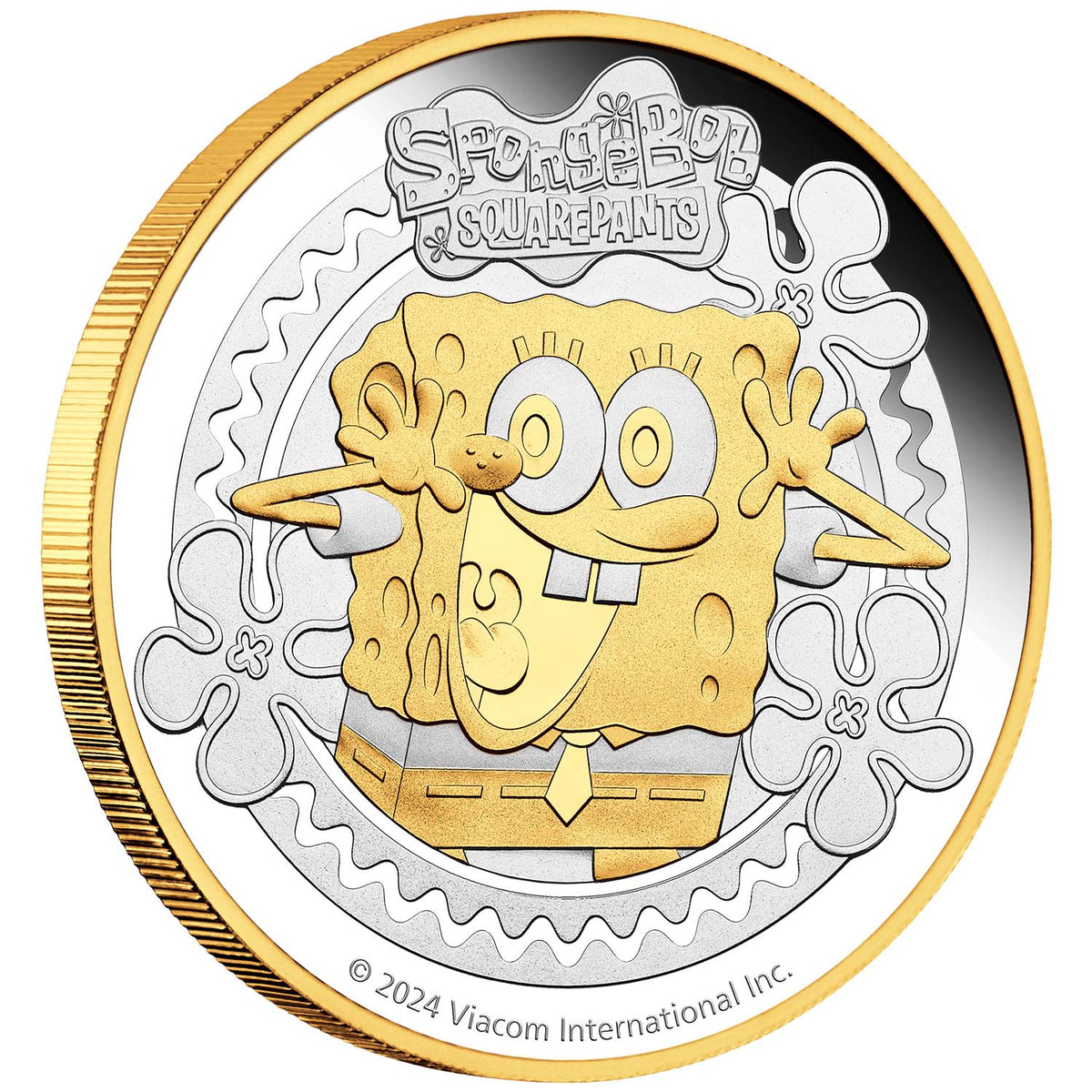 SpongeBob SquarePants 2024 $2 Gold-plated 2oz Silver Proof Coin ...