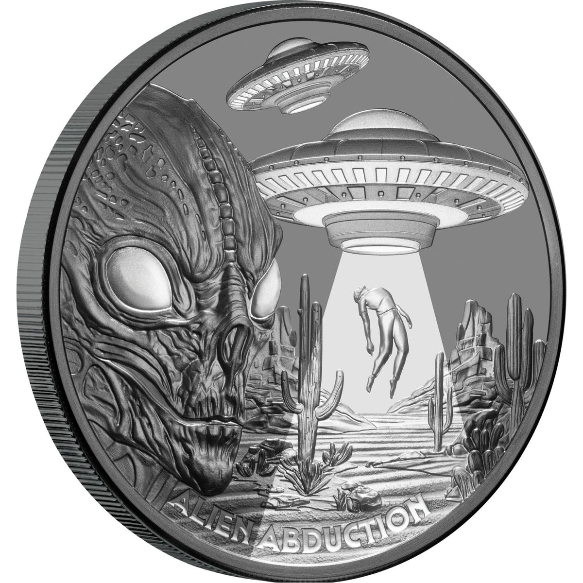 Alien Abduction 2025 $1 1oz Silver Black Proof Coin – Downies Collectables