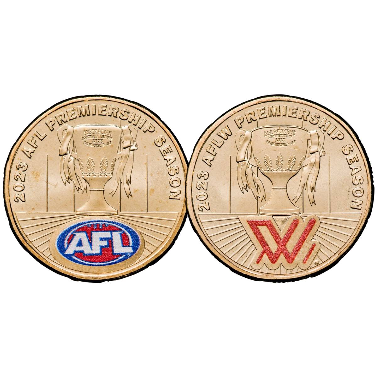 Australia AFL & AFLW 2023 $1 Colour Aluminium-Bronze Uncirculated 2-Co ...