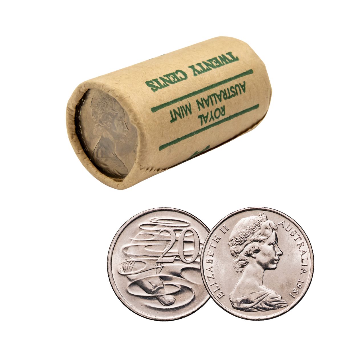 Australia 1981 20c Cupro-Nickel Uncirculated 20-Coin Heads/Tails RAM M ...