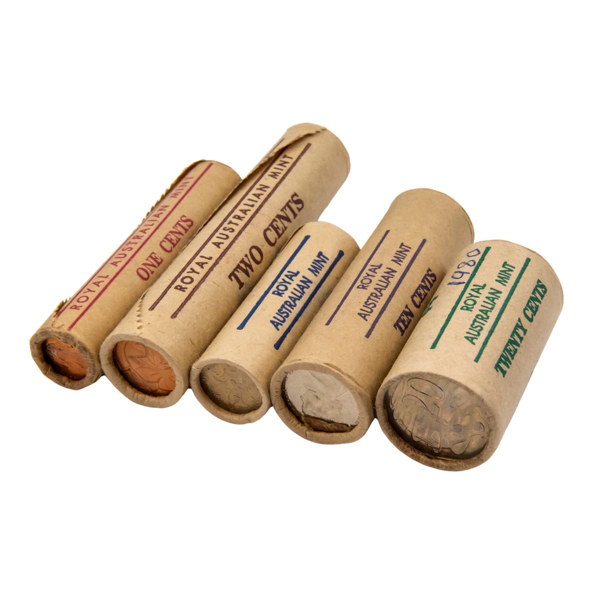 Australia 1980 1c, 2c, 5c, 10c & 20c Heads to Tails Uncirculated RAM M ...