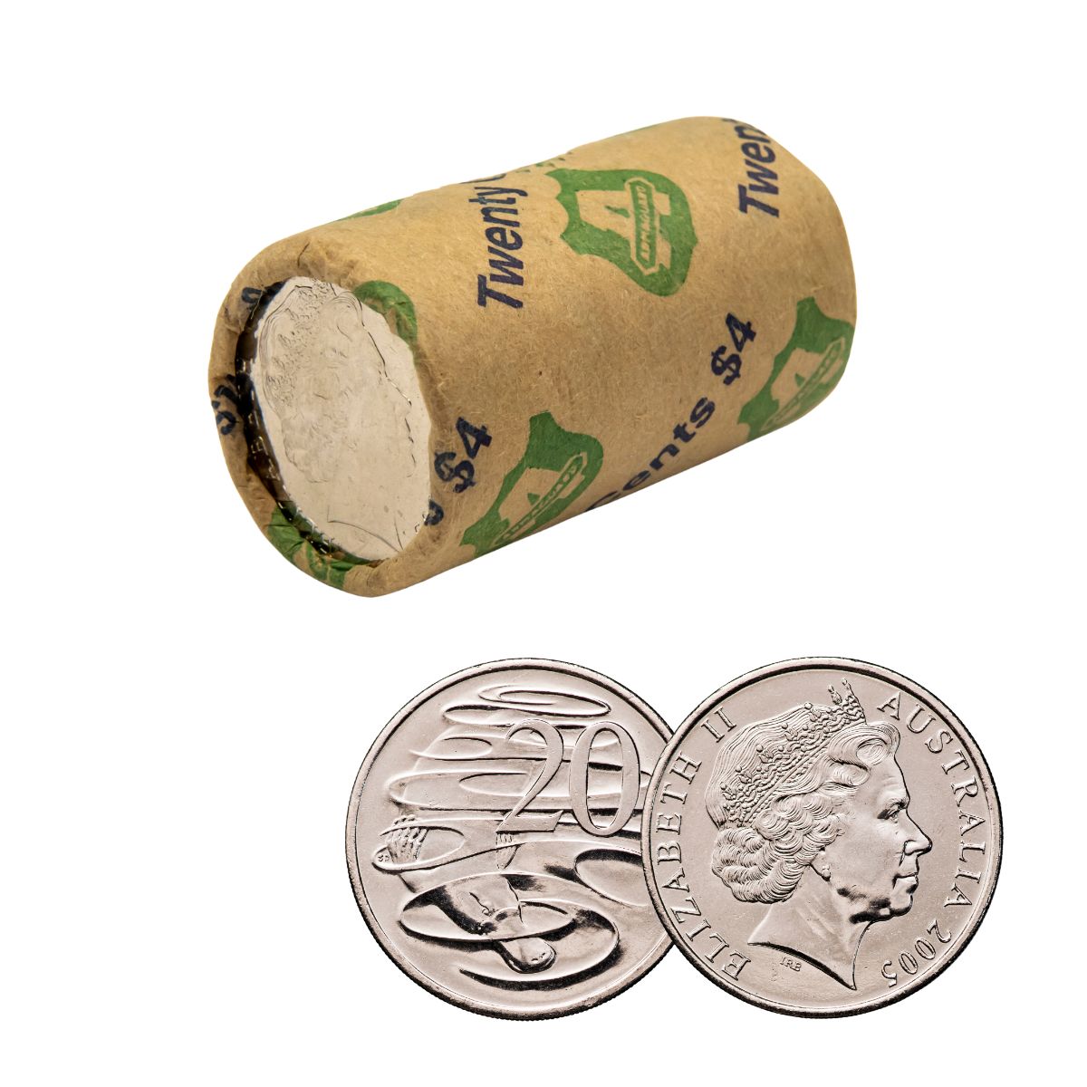 Australia 2005 20c Cupro-Nickel Uncirculated 20-Coin Heads/Tails Mint ...