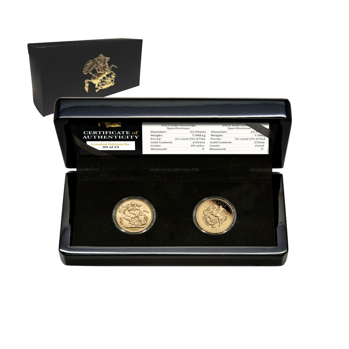 1925 & 2025 Perth Mint Gold Sovereign Centenary Pair – Downies Collectables