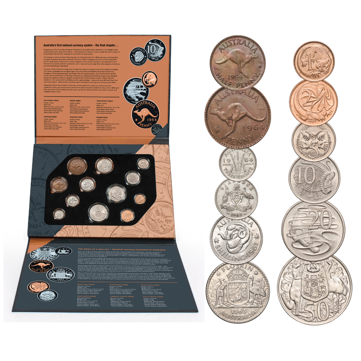 Australia 1963-66 Currency Changeover Premium Uncirculated 12-Coin Col ...