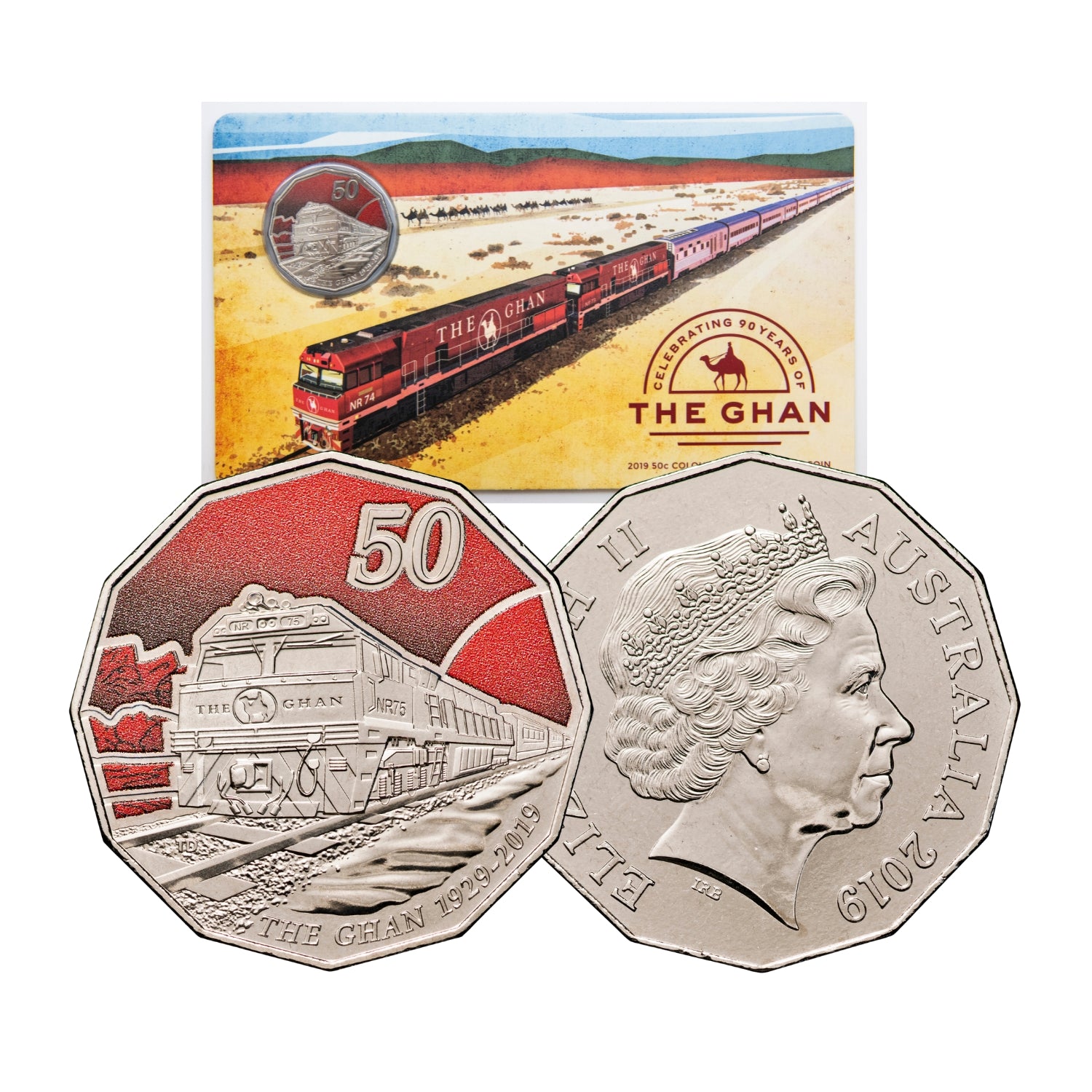 Australia The Ghan 2019 50c Colour Cupro-Nickel Uncirculated Coin – Downies Collectables