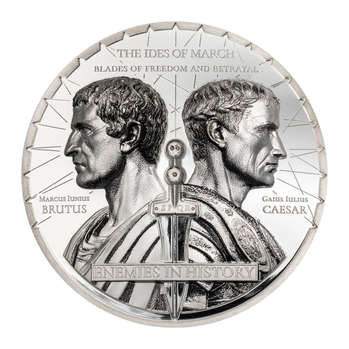 Enemies in History Caesar vs Brutus 2025 1000 Togrog 2oz Silver Proof ...