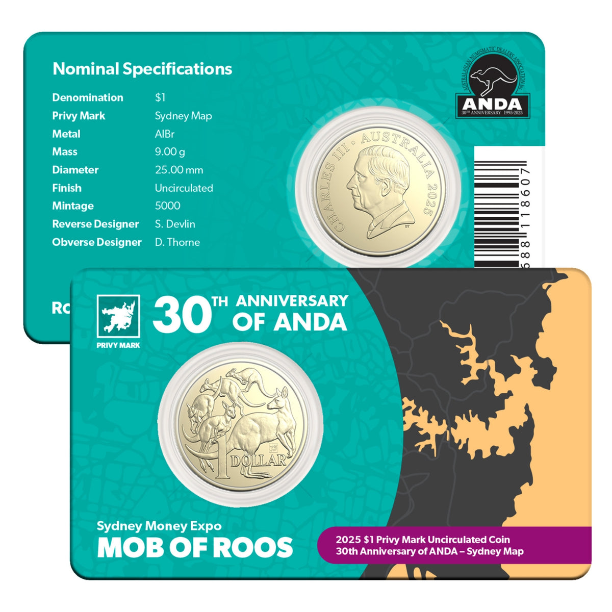 Australia ANDA Sydney Money Expo 2025 $1 ANDA 30th Anniversary Map of ...