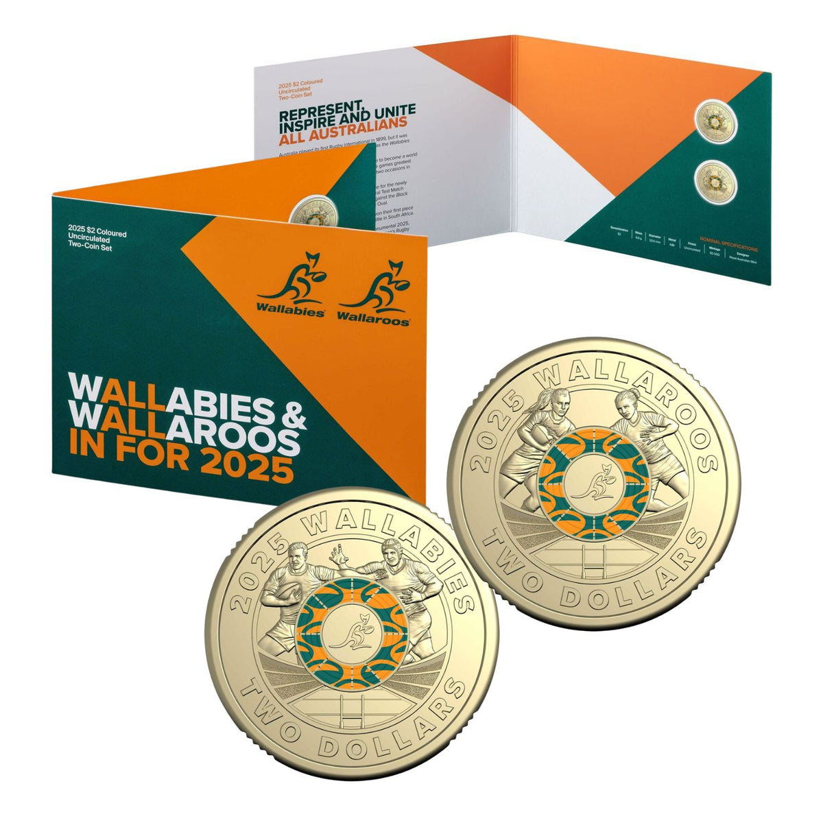 Australia 2025 $2 Wallabies & Wallaroos Colour Aluminium-Bronze Uncirc ...