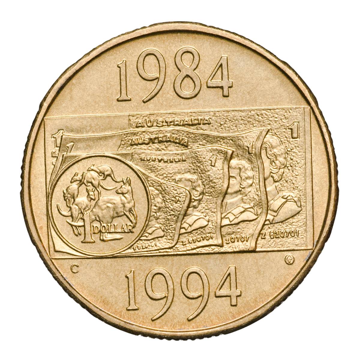 Australia Decade Dollar 1994 $1 C Mintmark Uncirculated Coin – Downies ...
