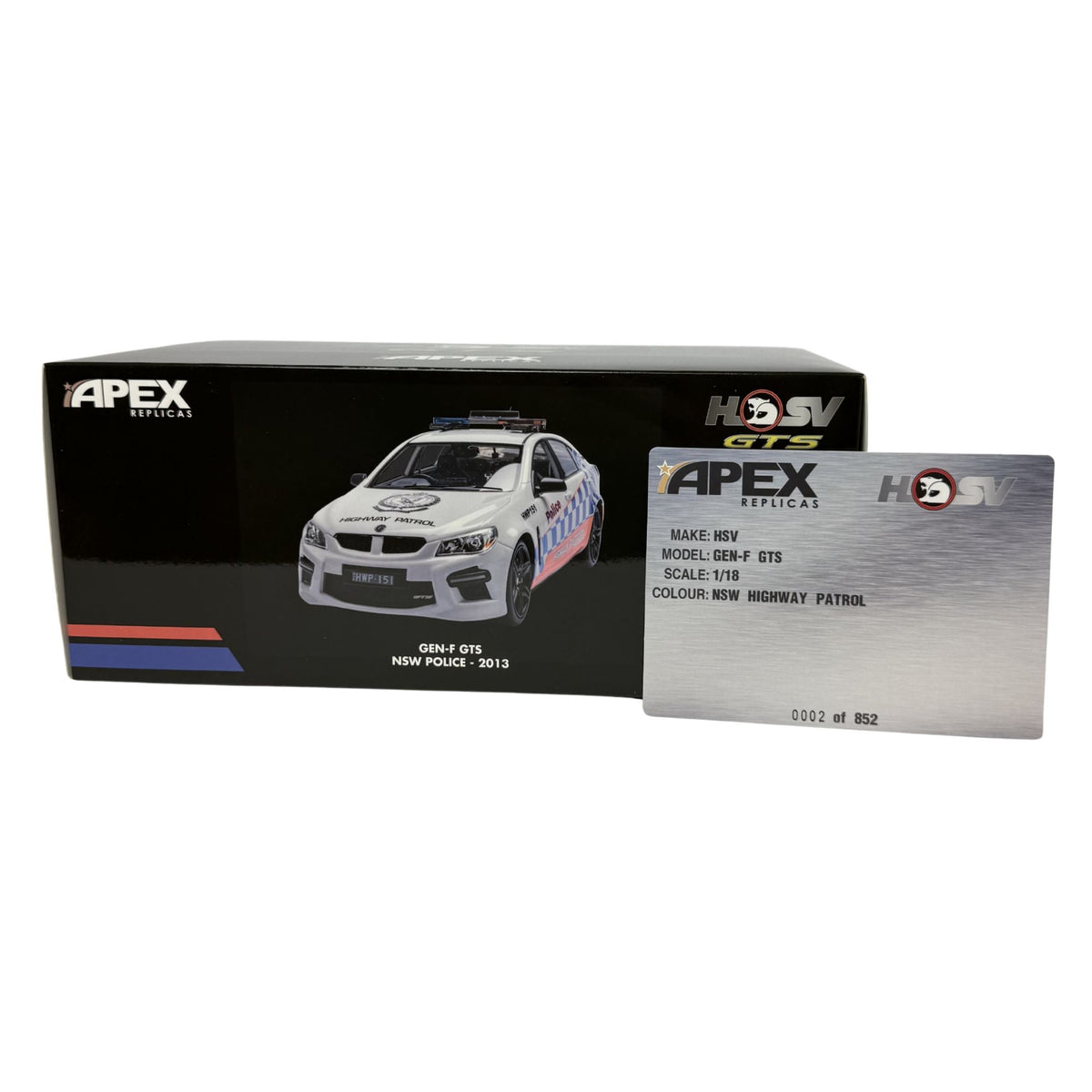 Certificate #2 - HOLDEN HSV GEN-F GTS NSW HIGHWAY PATROL 2013 - 1:18 S ...