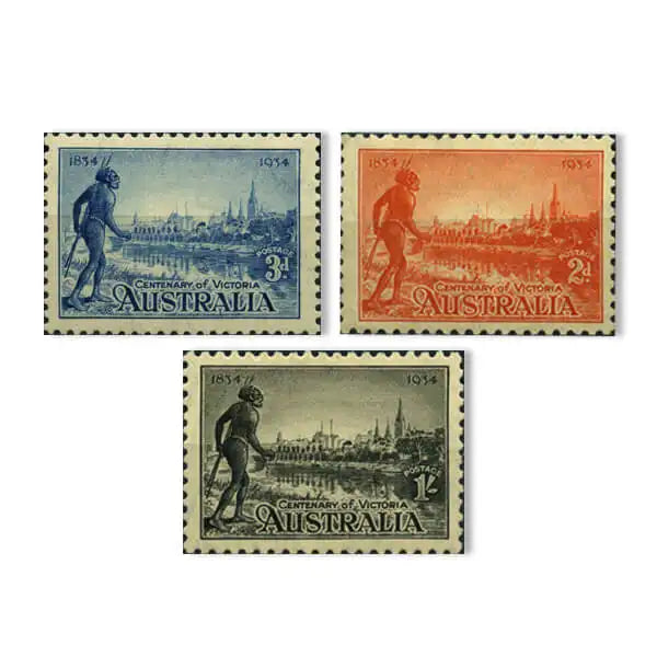 Australia Victoria Centenary 1934 Mint Unhinged Stamp Trio – Downies ...