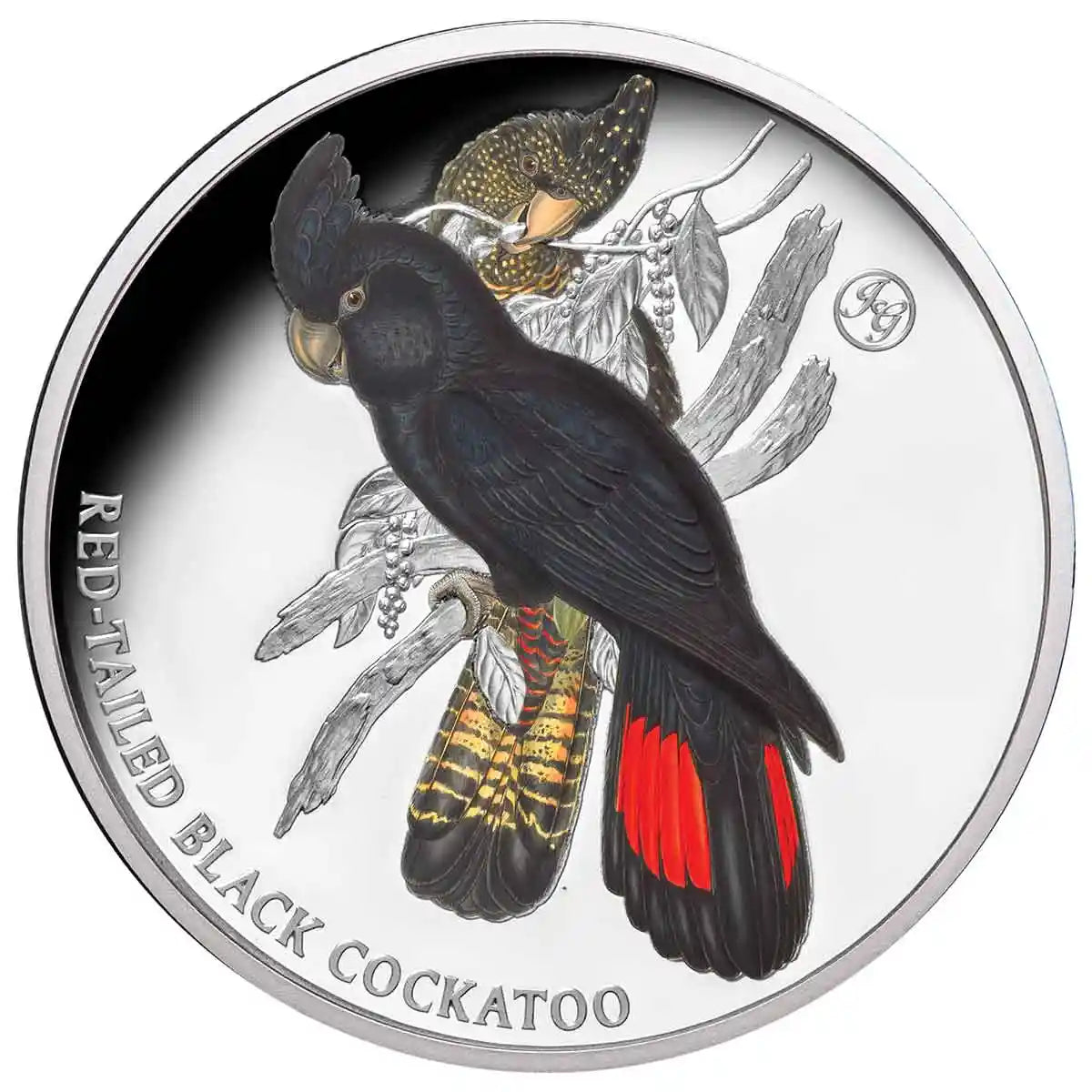 Birds of Australia Red-Tailed Black Cockatoo Silver-plated Prooflike C ...