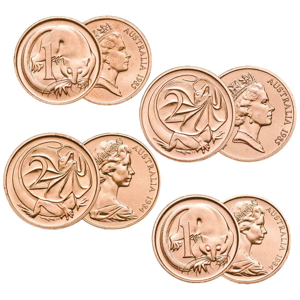 Australia 1984 & 1985 1c & 2c Bronze Uncirculated 4-Coin Set – Downies ...