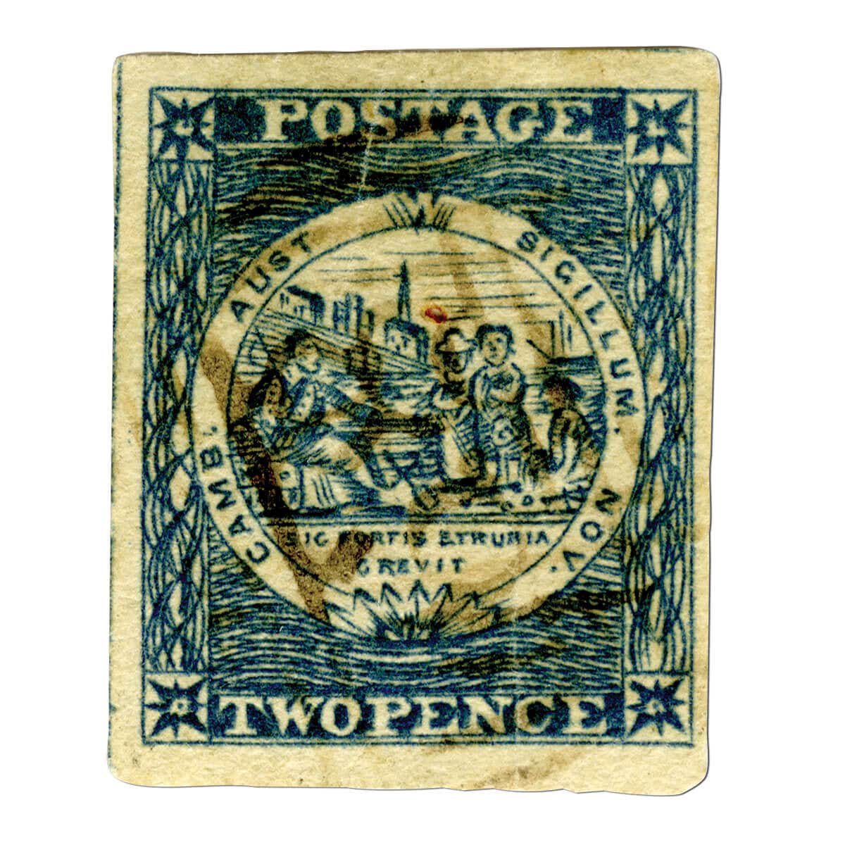 Australia NSW 1850 2d Blue Sydney View Premium Four Margin Stamp Fine ...