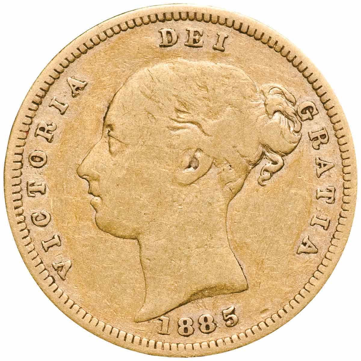 1885 Melbourne Queen Victoria Young Head Shield Gold Half Sovereign ab ...