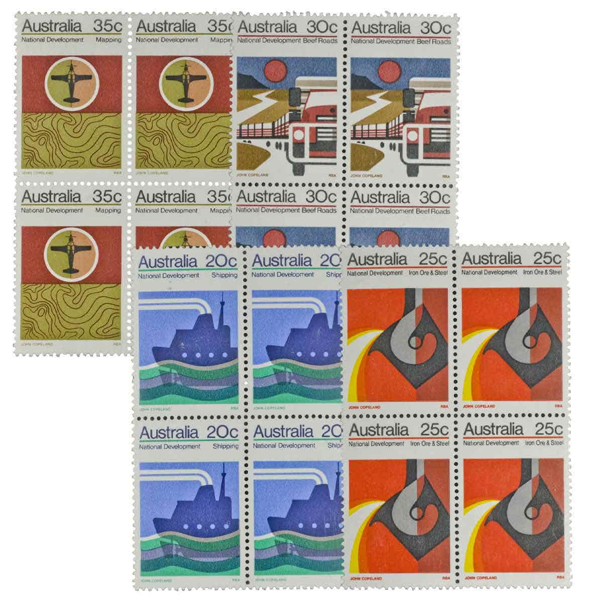 1973 National Development Blocks of Four Set of 4 (16 stamps) Mint Unh ...