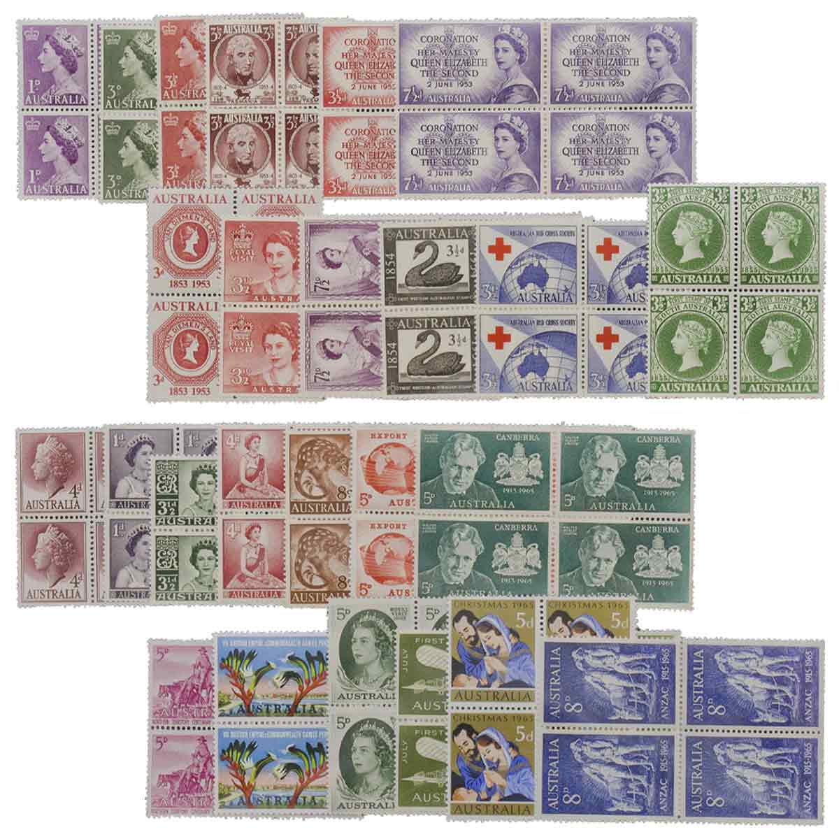 1953-65 Set of 25 Different Blocks of Four (100 stamps) Mint Unhinged ...