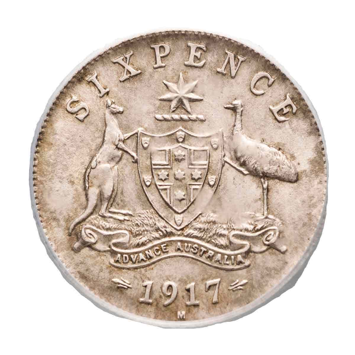Australia George V 1917 Sixpence PCGS MS64 (Choice Uncirculated) – Downies Collectables