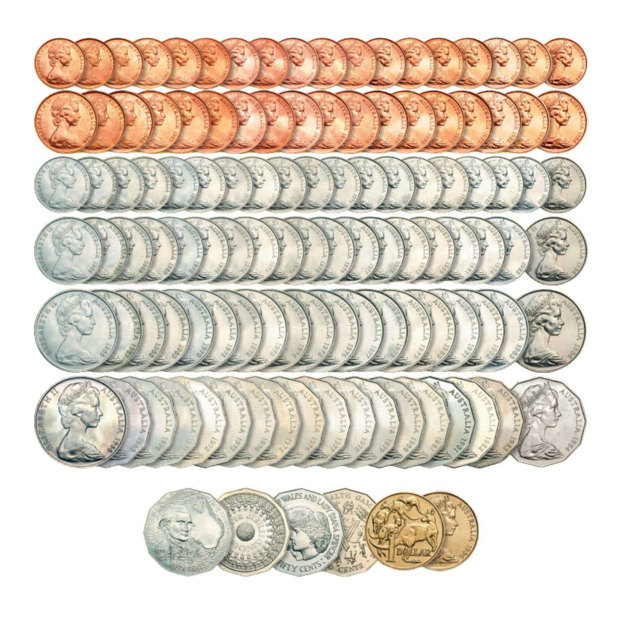 Australia 1966-84 Machin Portrait Extremely Fine-Uncirculated 122-Coin ...