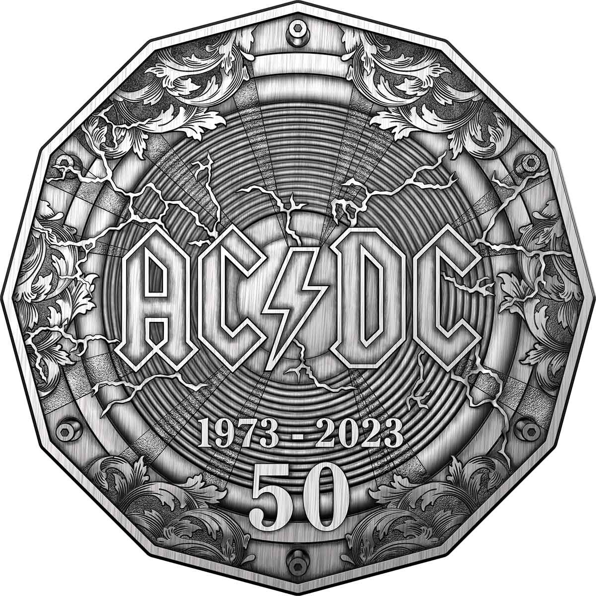 AC/DC 2023 50c 50th Anniversary Silver Antique Coin – Downies Collectables