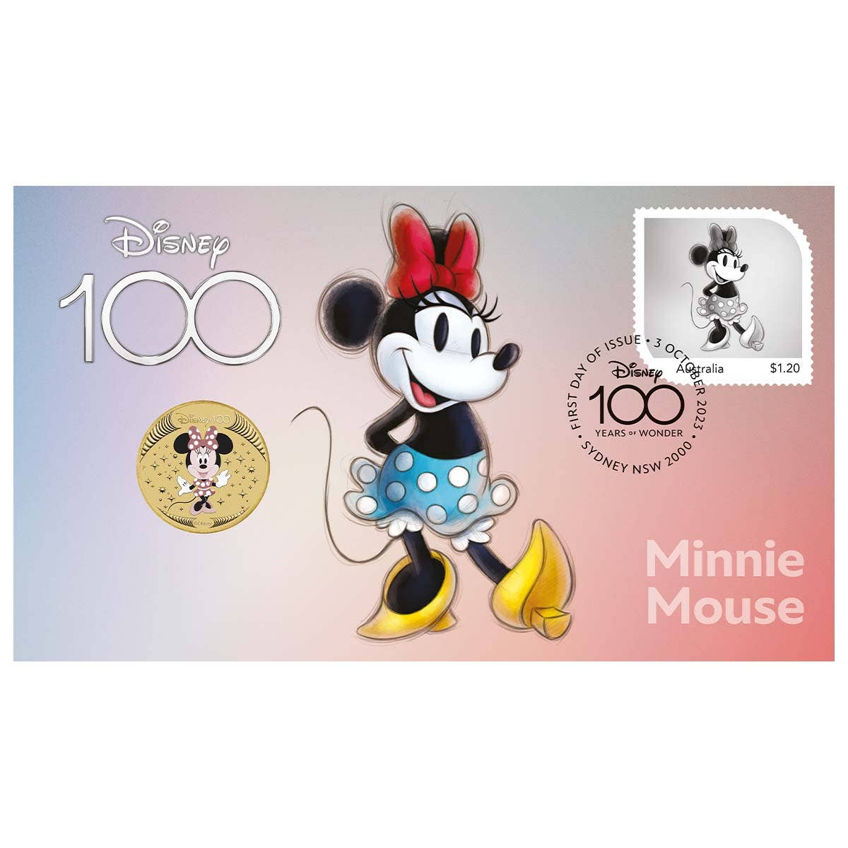 Disney 100th Anniversary 2023 $1 Minnie Mouse Stamp & Coin Cover ...