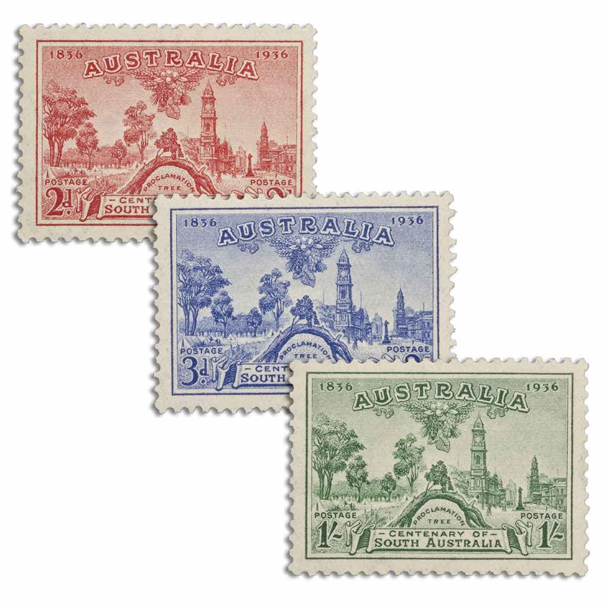 Australia South Australia Centenary 1936 Mint Unhinged Stamp Trio ...